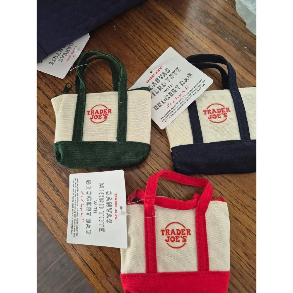 Trader Joe'S | Bags | Trader Joes Micro Tote Bags Set Of Three Red Blue ...